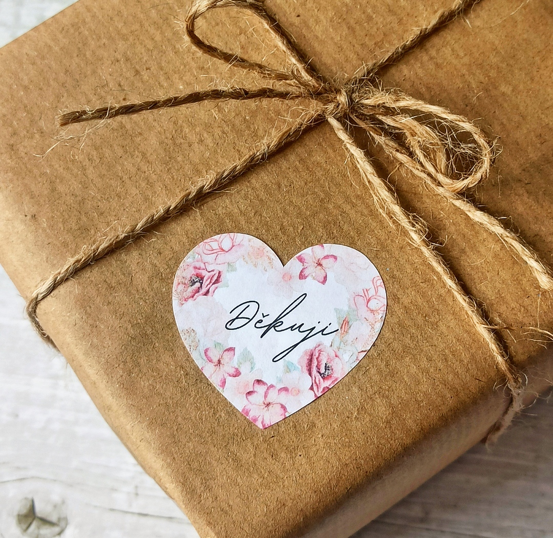 Samolepky - Děkuji tvar srdce - EMA factory