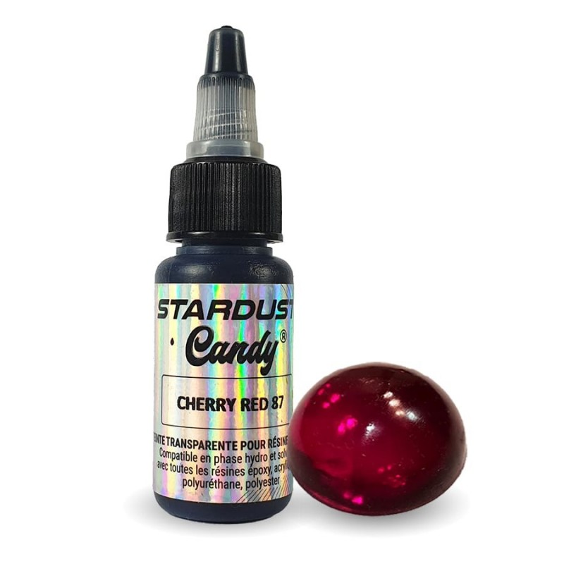 Cherry Red Stardust Candy dye in epoxy resin