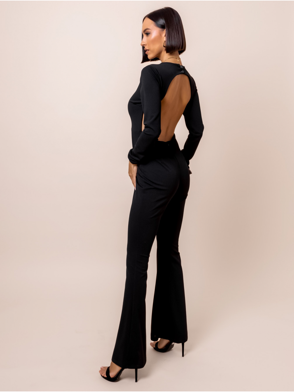 Černý elegantní overal DANTIENS s průstřihy | Erika Fashion