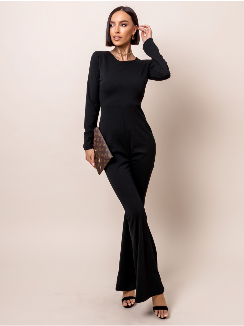 Černý elegantní overal DANTIENS s průstřihy | Erika Fashion