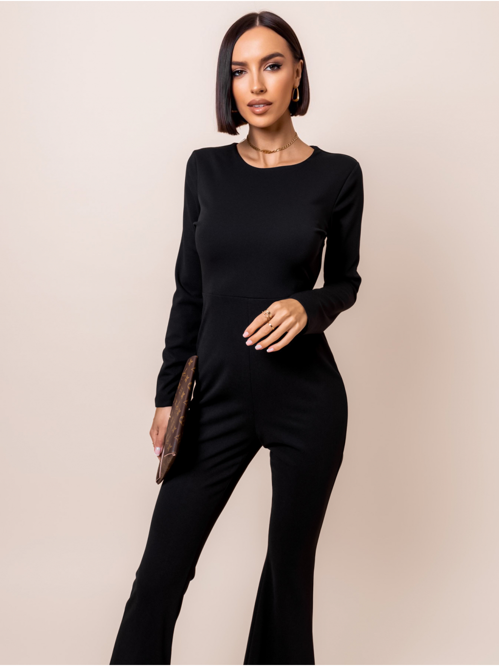 Černý elegantní overal DANTIENS s průstřihy | Erika Fashion