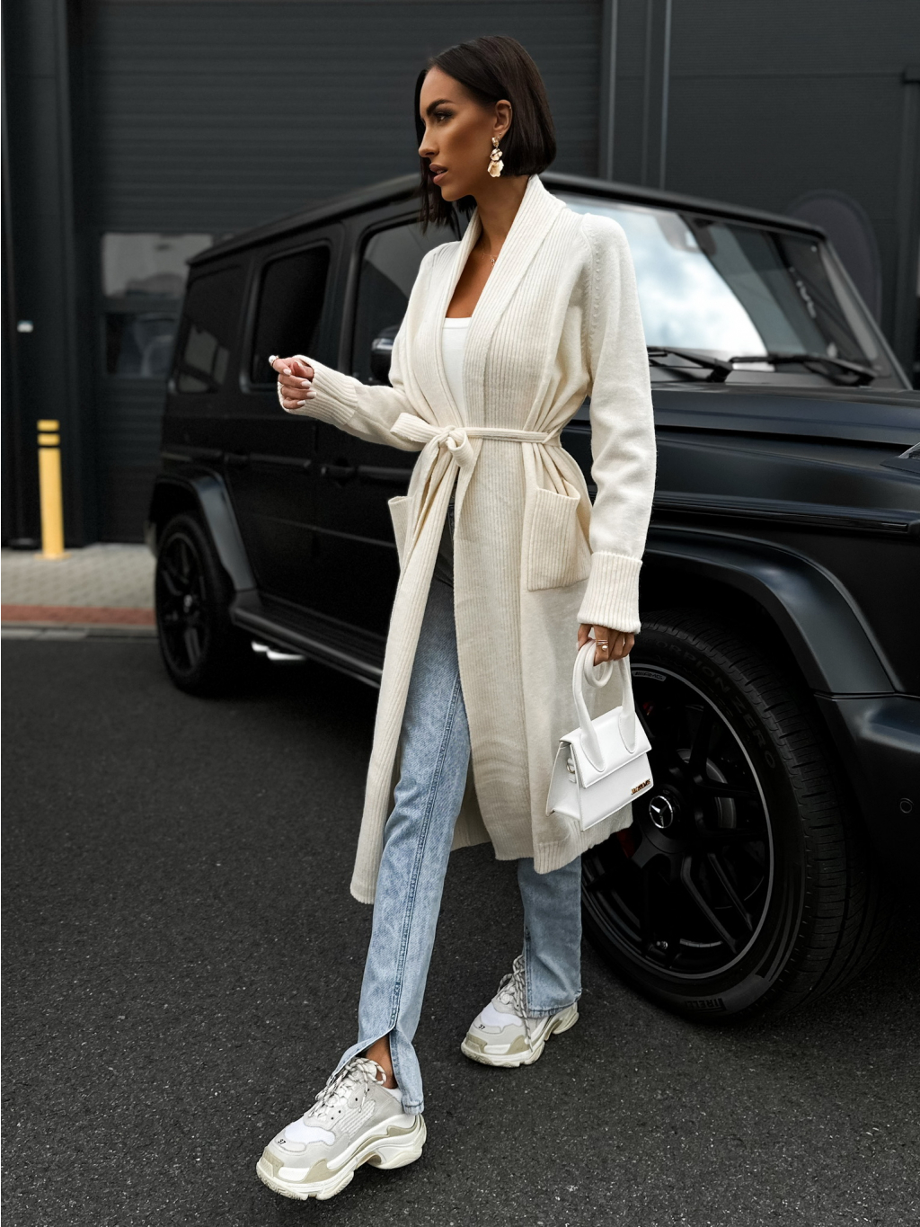 Krémový dlhý kardigán ARLIN | Erika Fashion