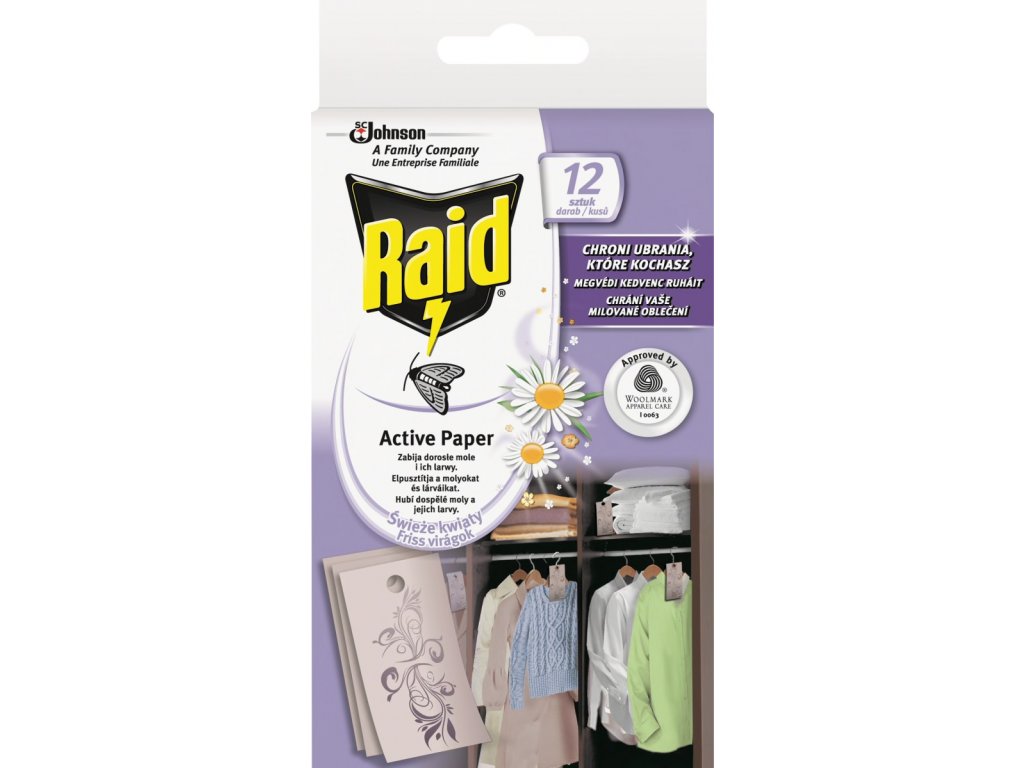 Raid Active Paper záves na šatové mole s vôňou čerstvých kvetov 12ks ...