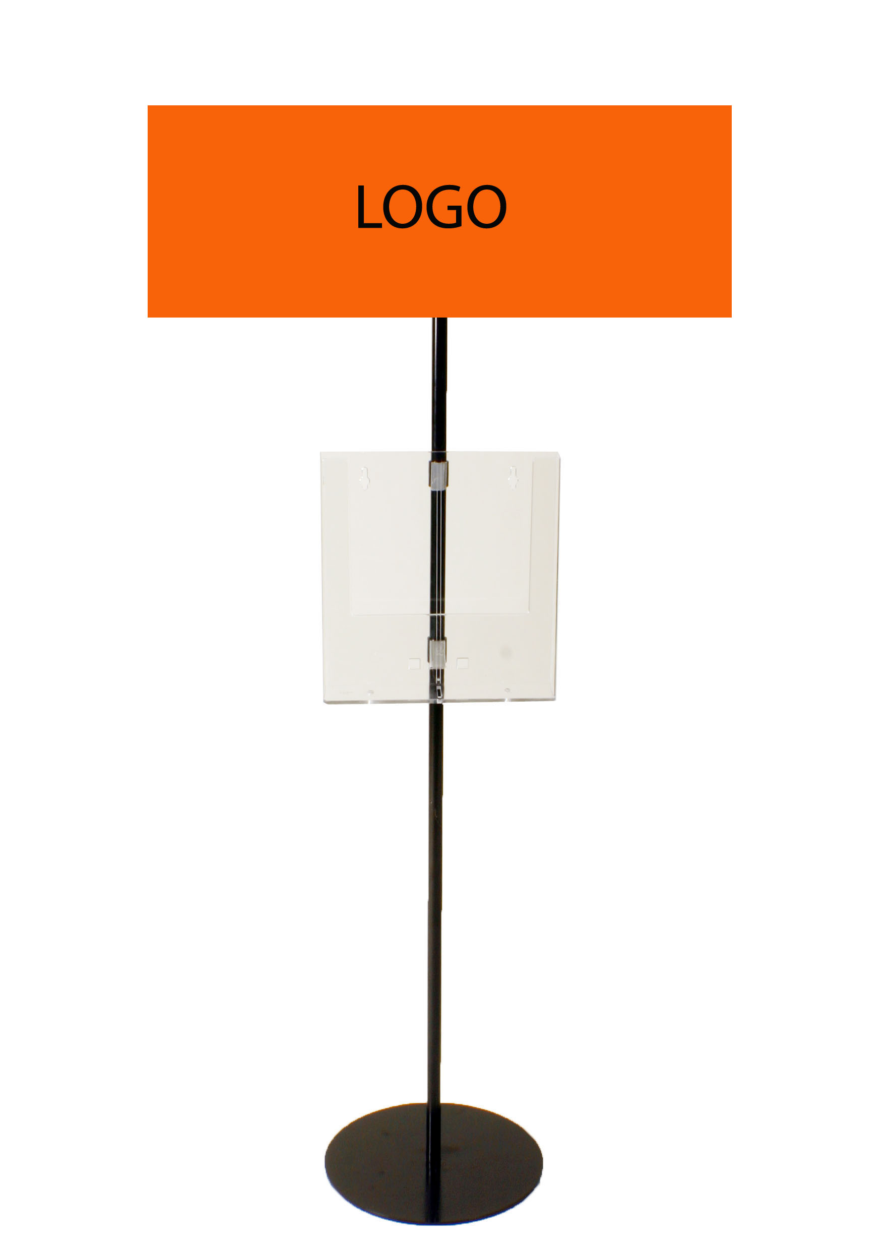 Info stojan IQ3 s logo tabulkou a kapsou A4 - Expomarket.cz