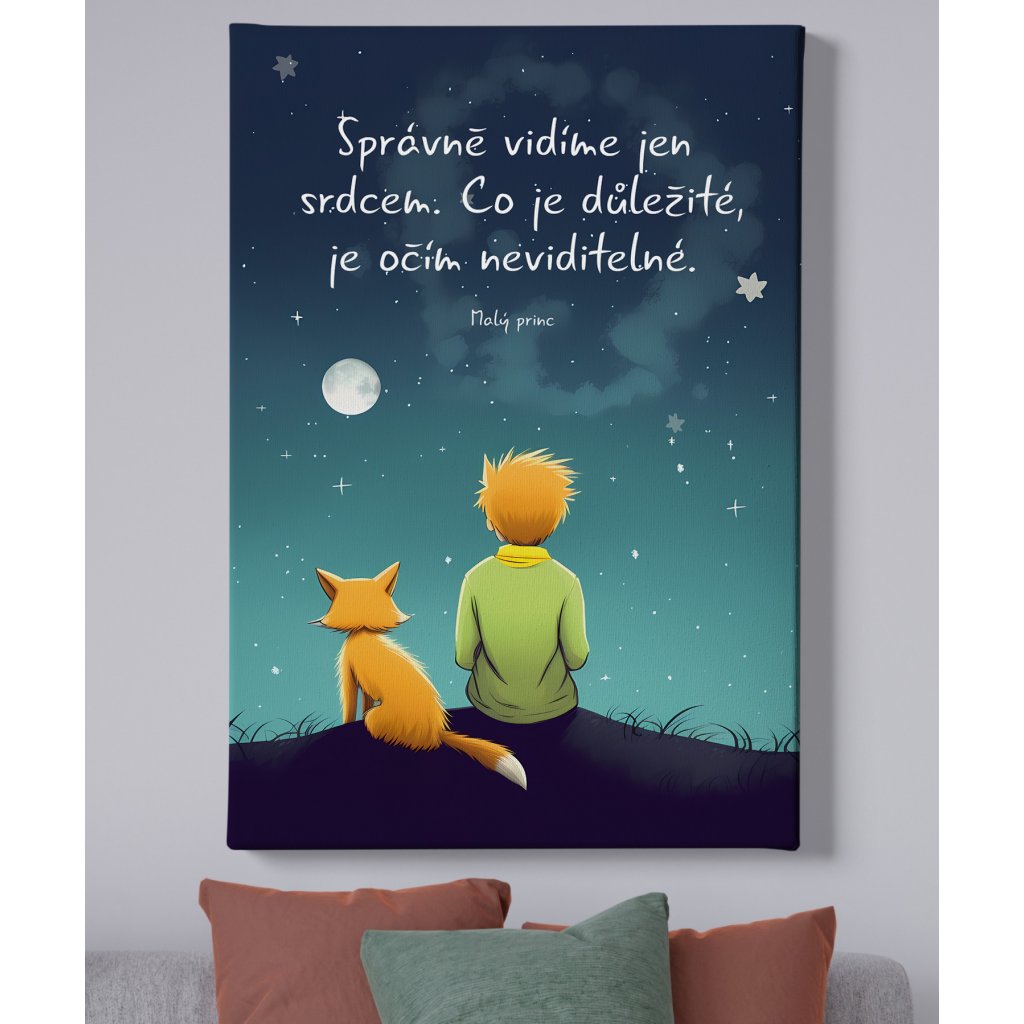 Malý princ - Luxusní obraz na plátně - Správně vidíme jen srdcem, citát ...