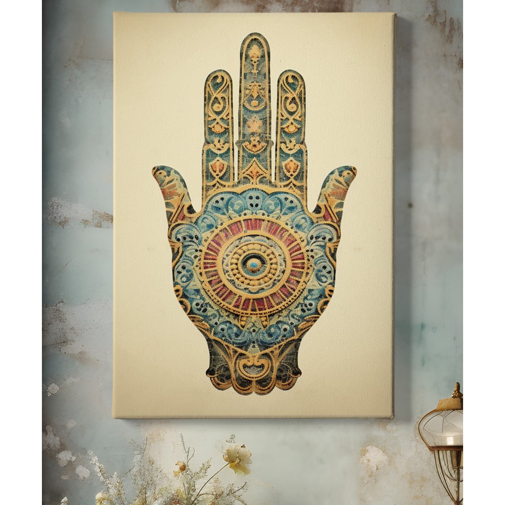 Luxusní obraz na plátně - Hamsa vintage, ruka fatimy, khamsa, chamsa