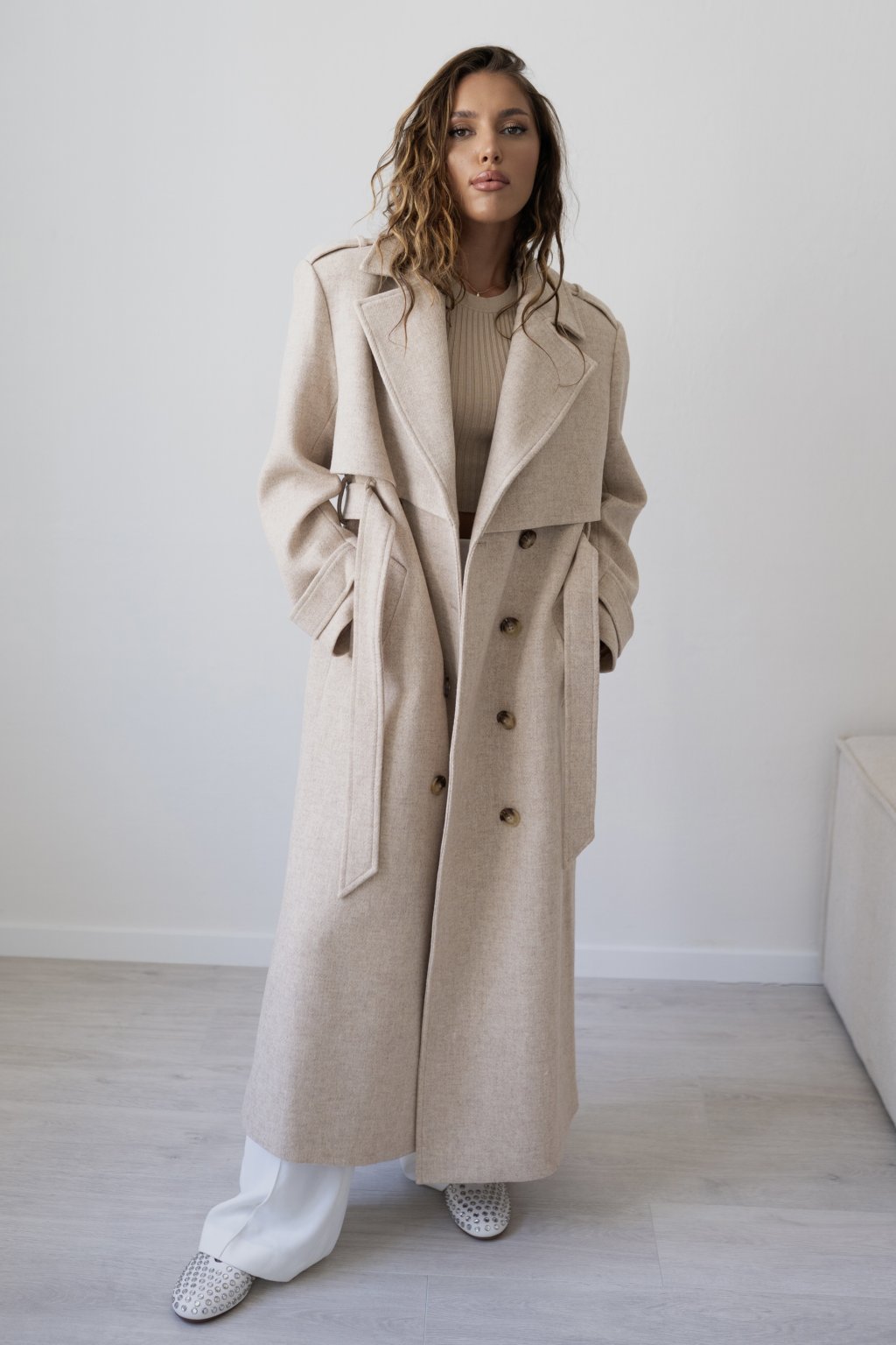 Wool Coat Lauren - BEIGE - Fine Furs