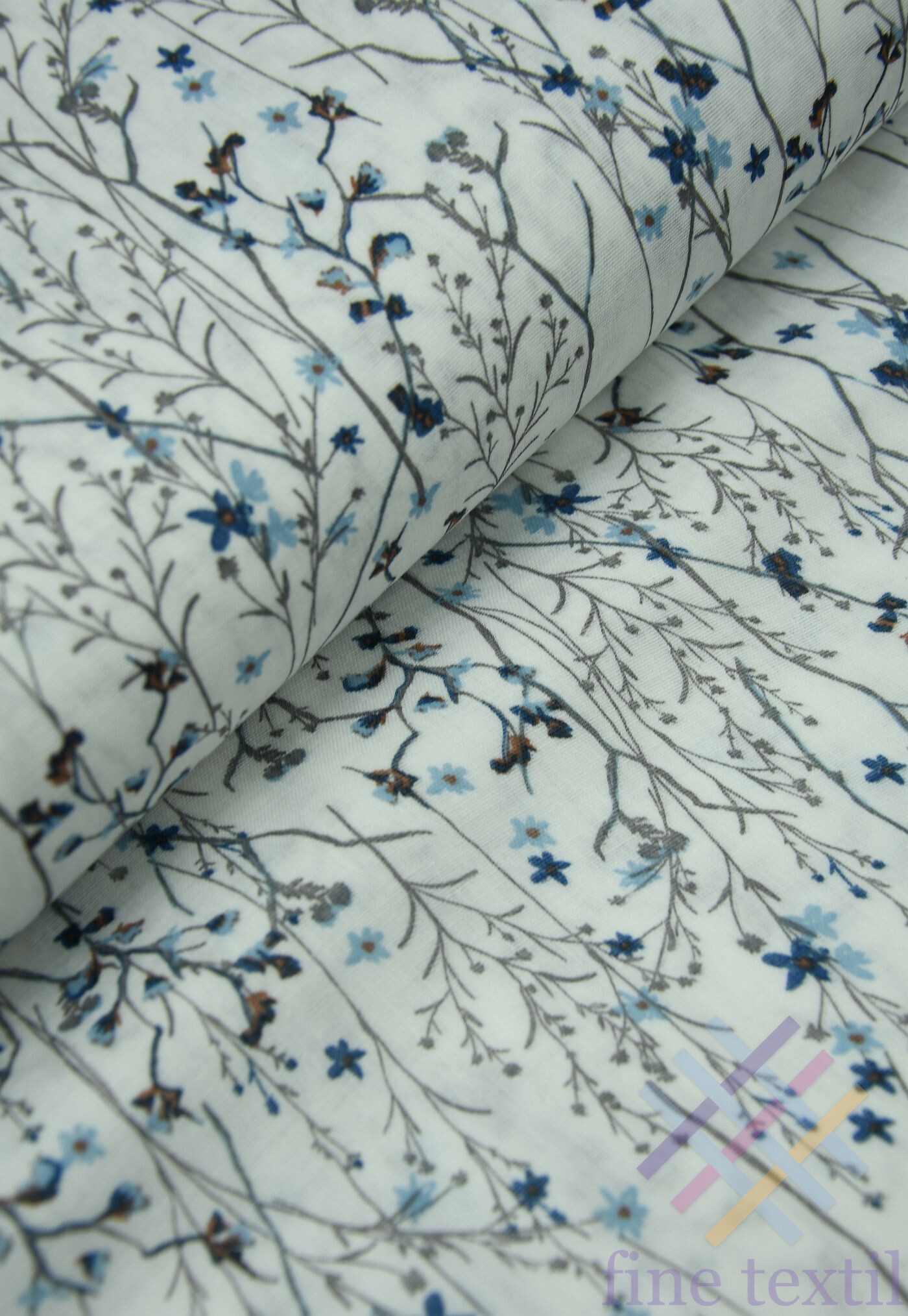 Dvojitá gázovina - Mušelín hladký - Modré konáriky - FineTextil.sk