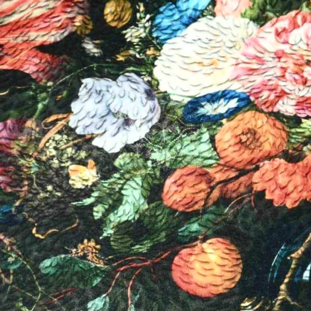 Úplet čierny - Oranžové ľalie - Digital print - FineTextil.sk