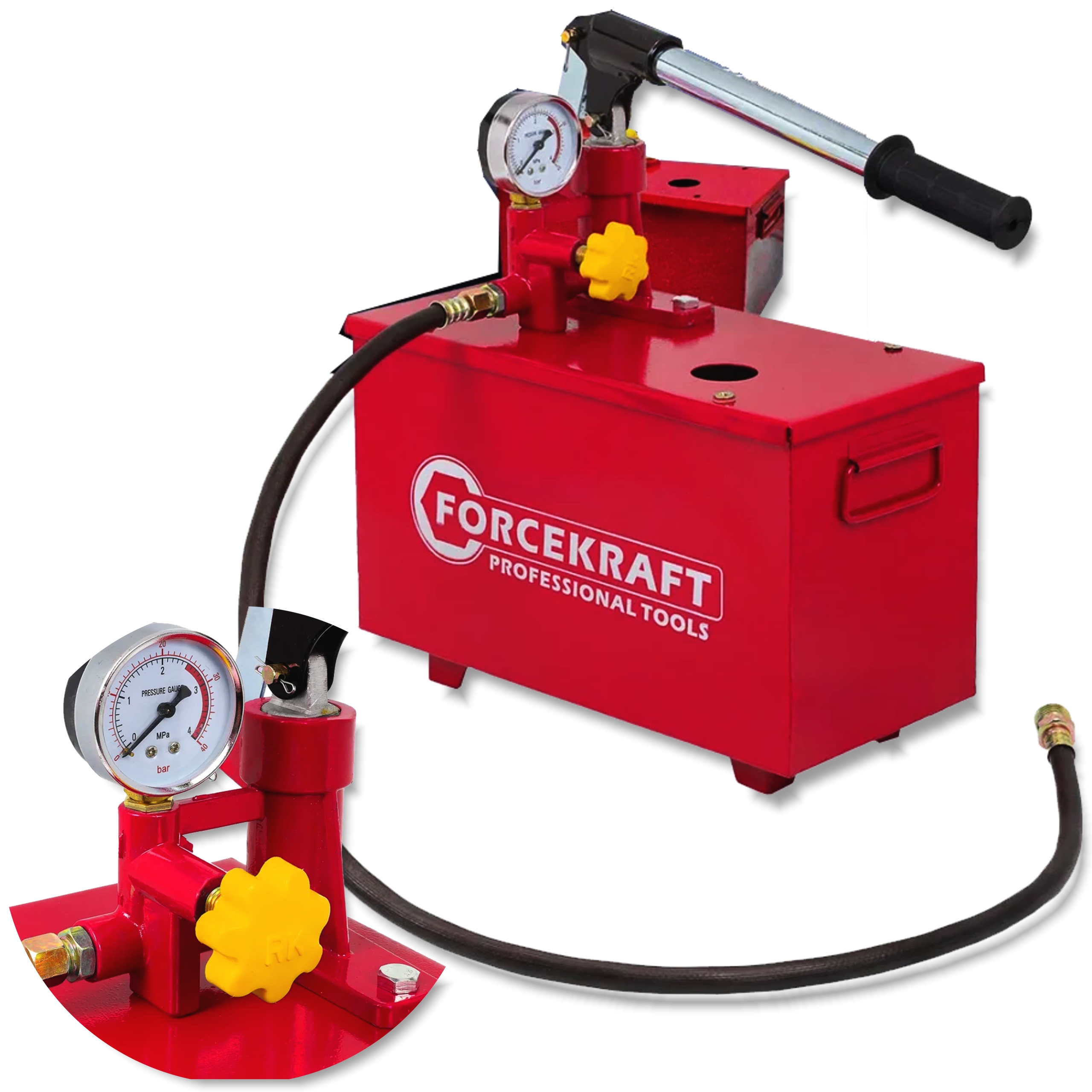 FORCEKRAFT Tlakové skúšobné čerpadlo 40 bar, uzavretá nádrž 8 l | Fixito