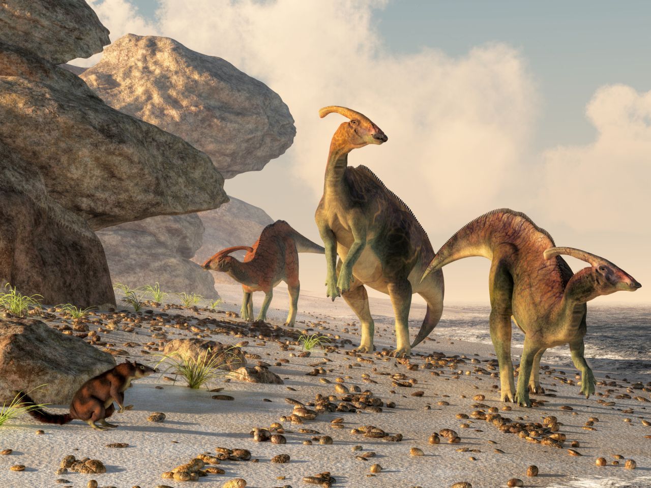 Dinosaurus Parasaurolophus - hřebenatý ještěr