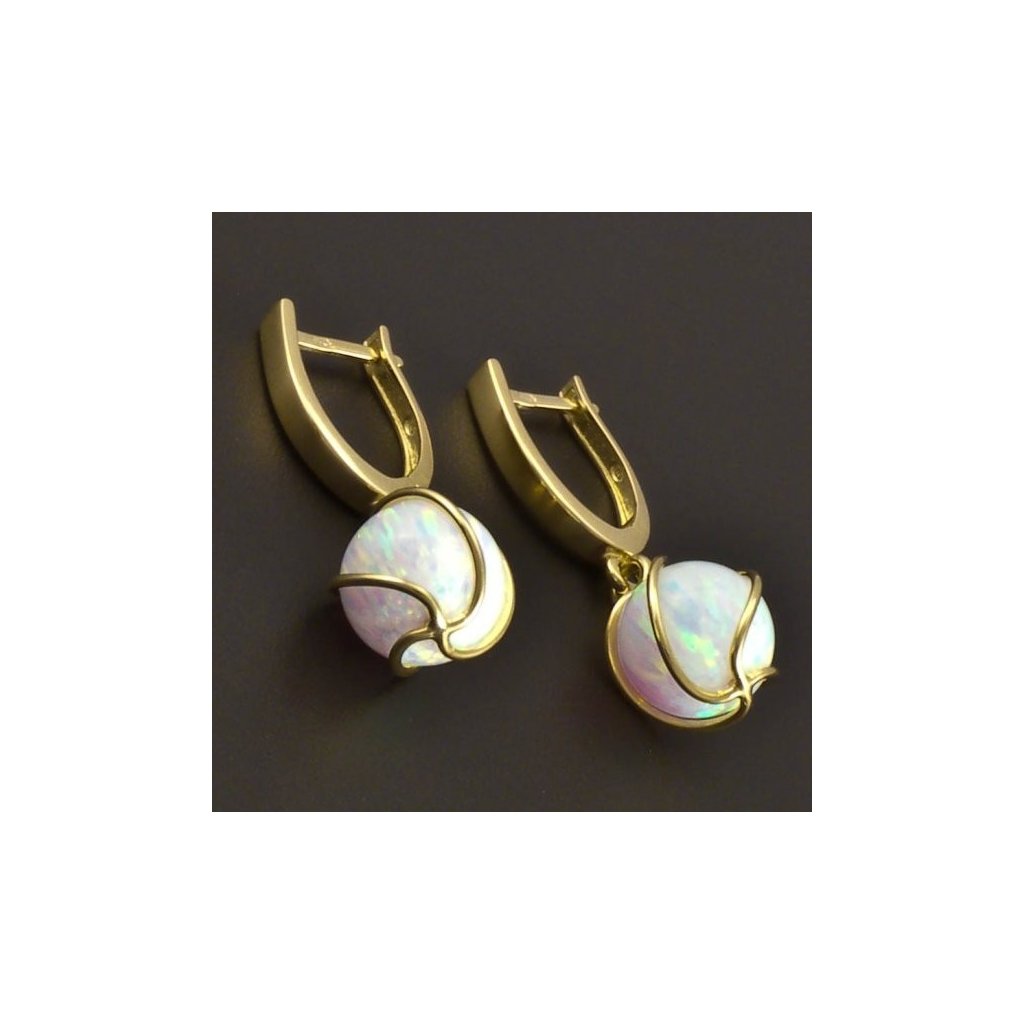 Náušnice s kuličkou z opálu - Goldpoint.cz