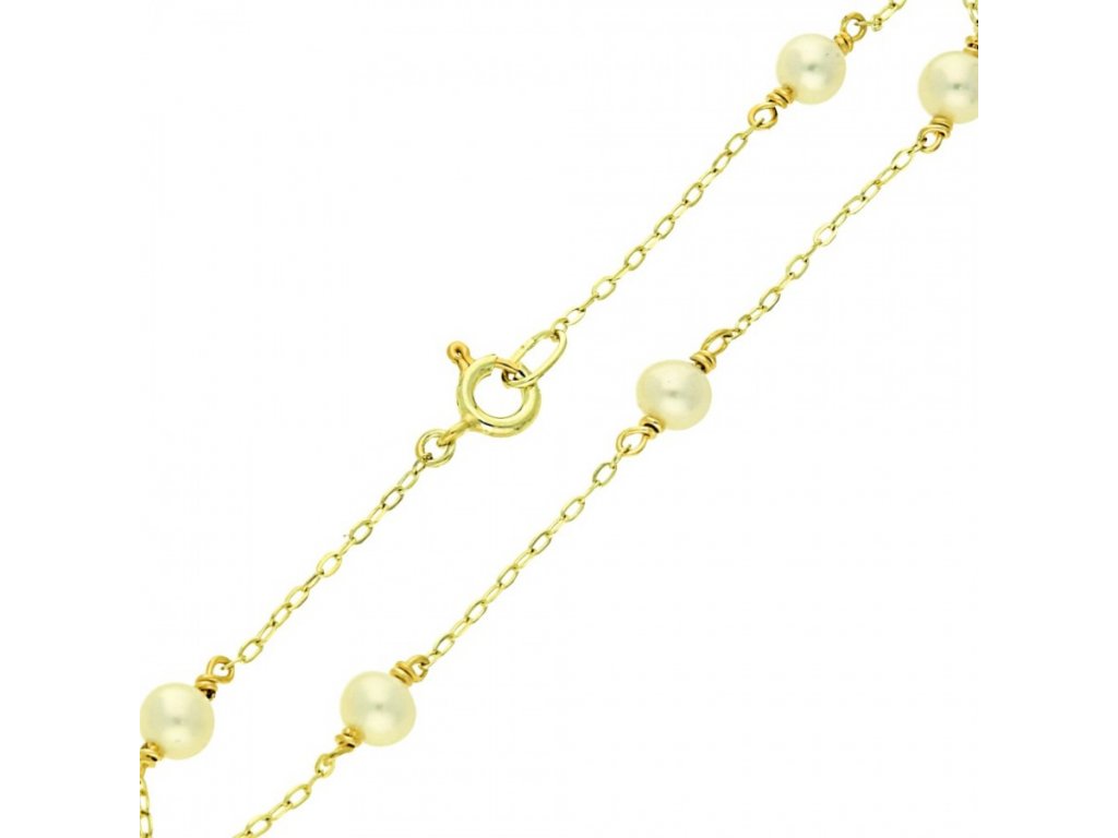 Zlatý náramek kultivované perly - Goldstore.cz