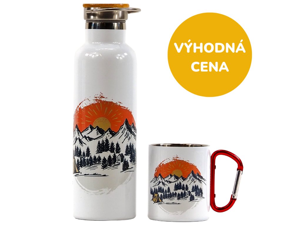 Termoska a termohrnek - Západ slunce - GREEN SMILE - laskavá dílna