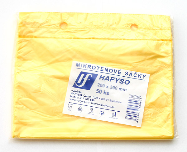 Svačinové sáčky 20x30 cm/12my, 50ks/bal - žluté - Hafyso - obalový ...