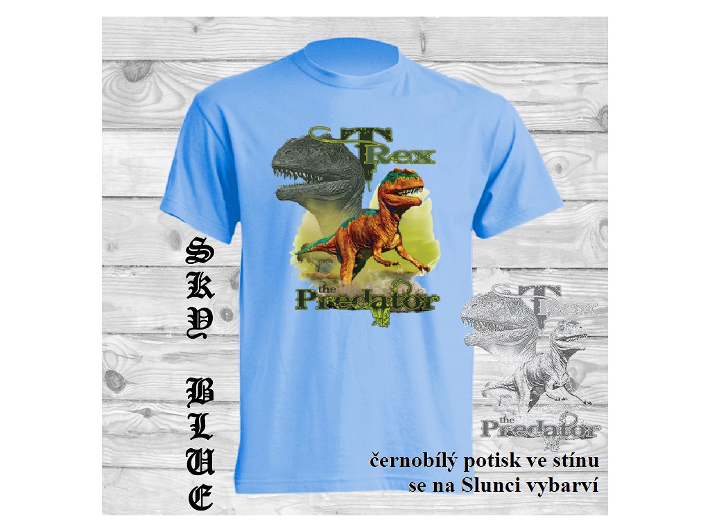 Dětské tričko s potiskem dinosaura T-rexe predátora, reagující změnou ...