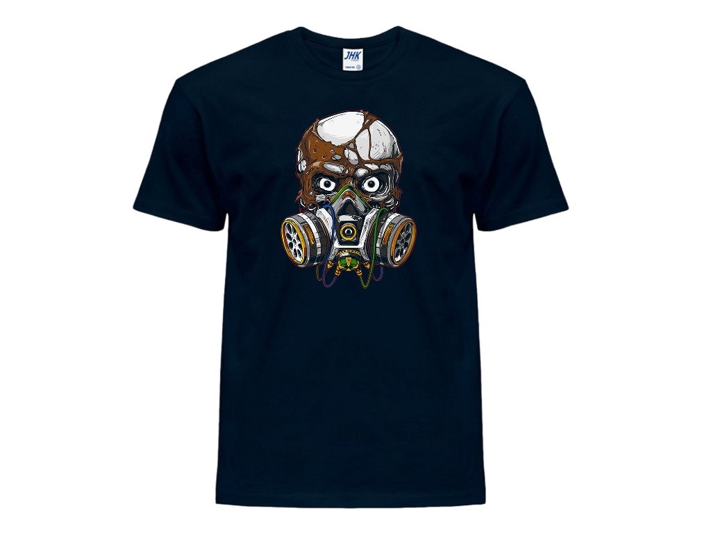 Pánské levné tričko s potiskem plynové masky - Tekno