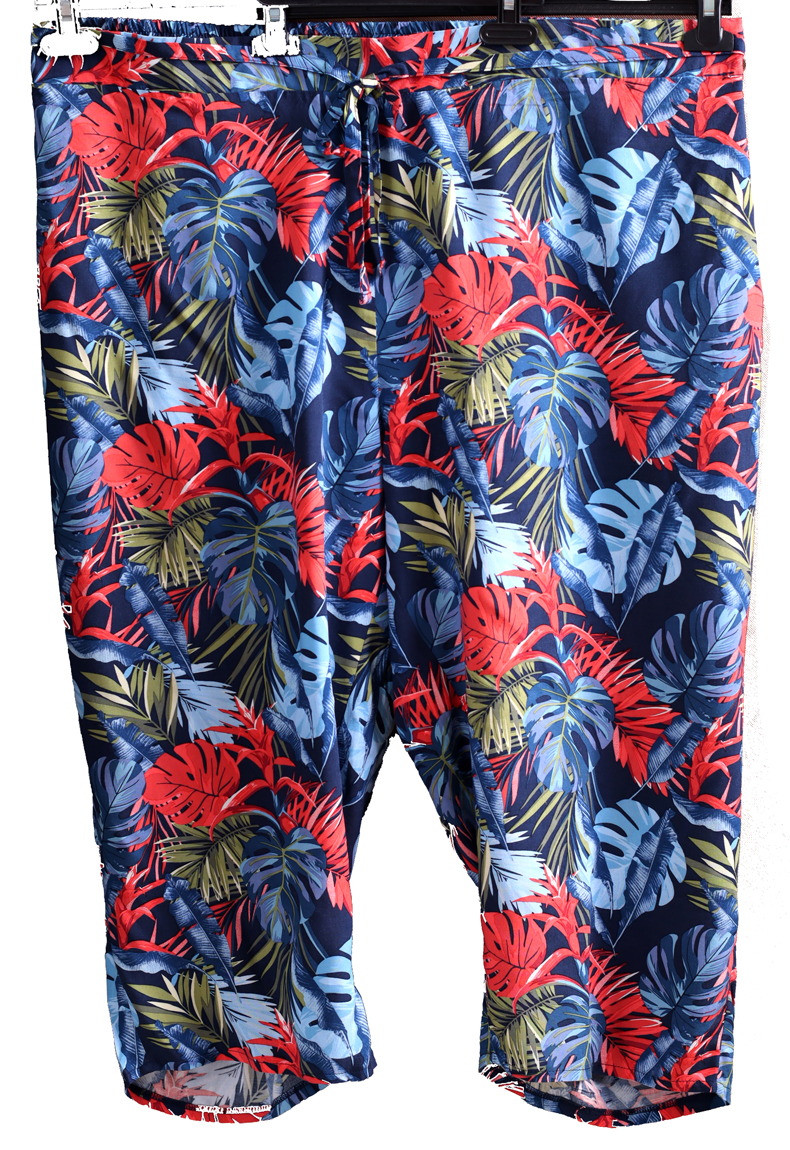 Dámské modro-zeleno-červené vzorované lehké kalhoty / George / XXXXL ...