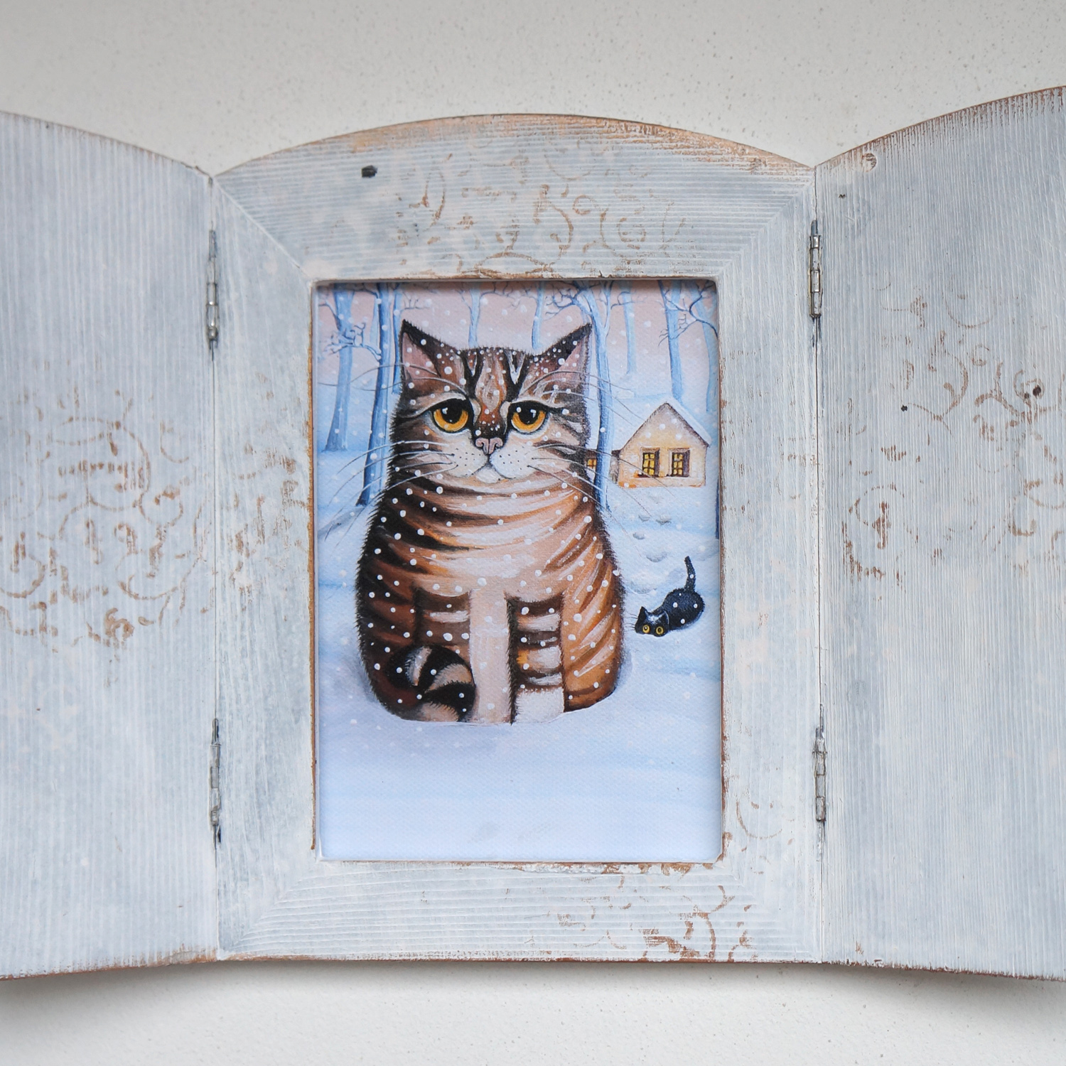 Otevírací obrázek - Kocour a kotě v zimě - Honsová shop