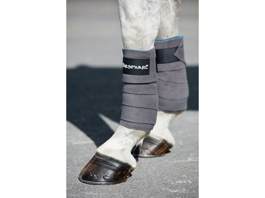 Bandáže fleecové Horseware, 4 ks, 2,9 m, charcoal/aqua | HORSIMO.cz
