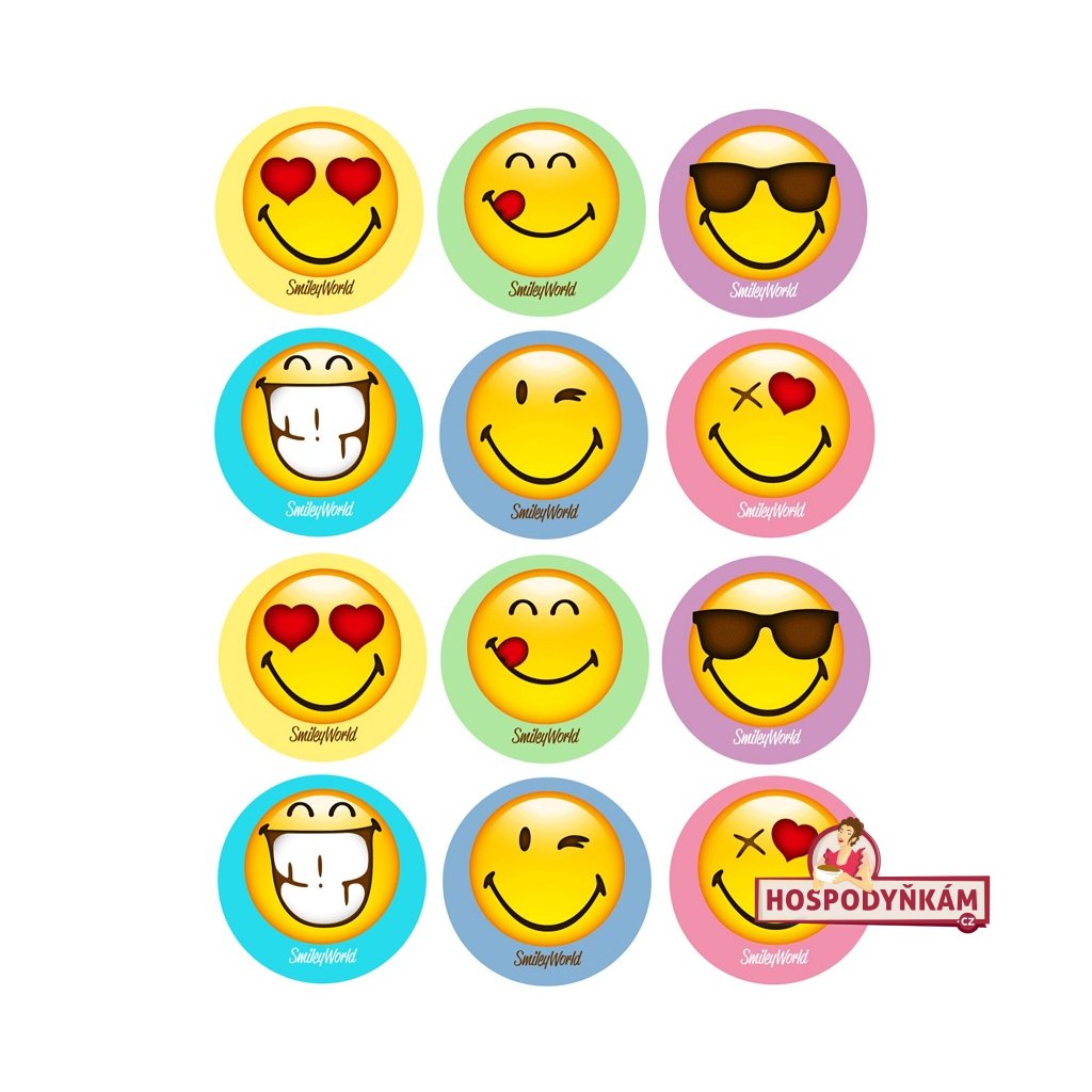 Smajlíci, jedlé mini obrázky 12ks - Hospodyňkám.cz