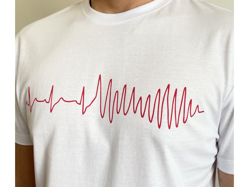 EKG T-shirt men's - ventricular fibrillation - white - INFINITE MedStyle