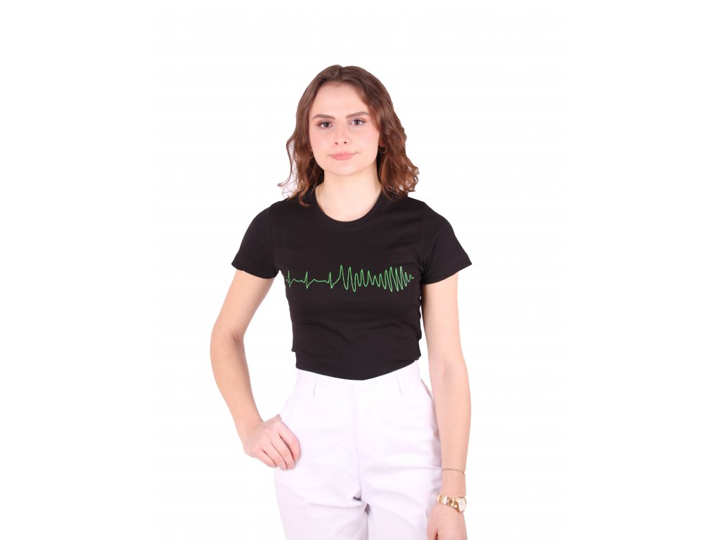 EKG T-shirt women's - ventricular fibrillation - black - INFINITE MedStyle