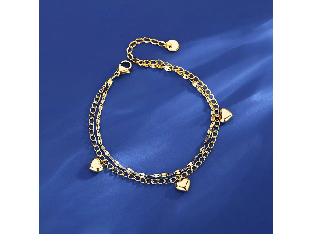 Náramek vrstvený Tři Srdíčka chirurgická ocel | iocel.cz