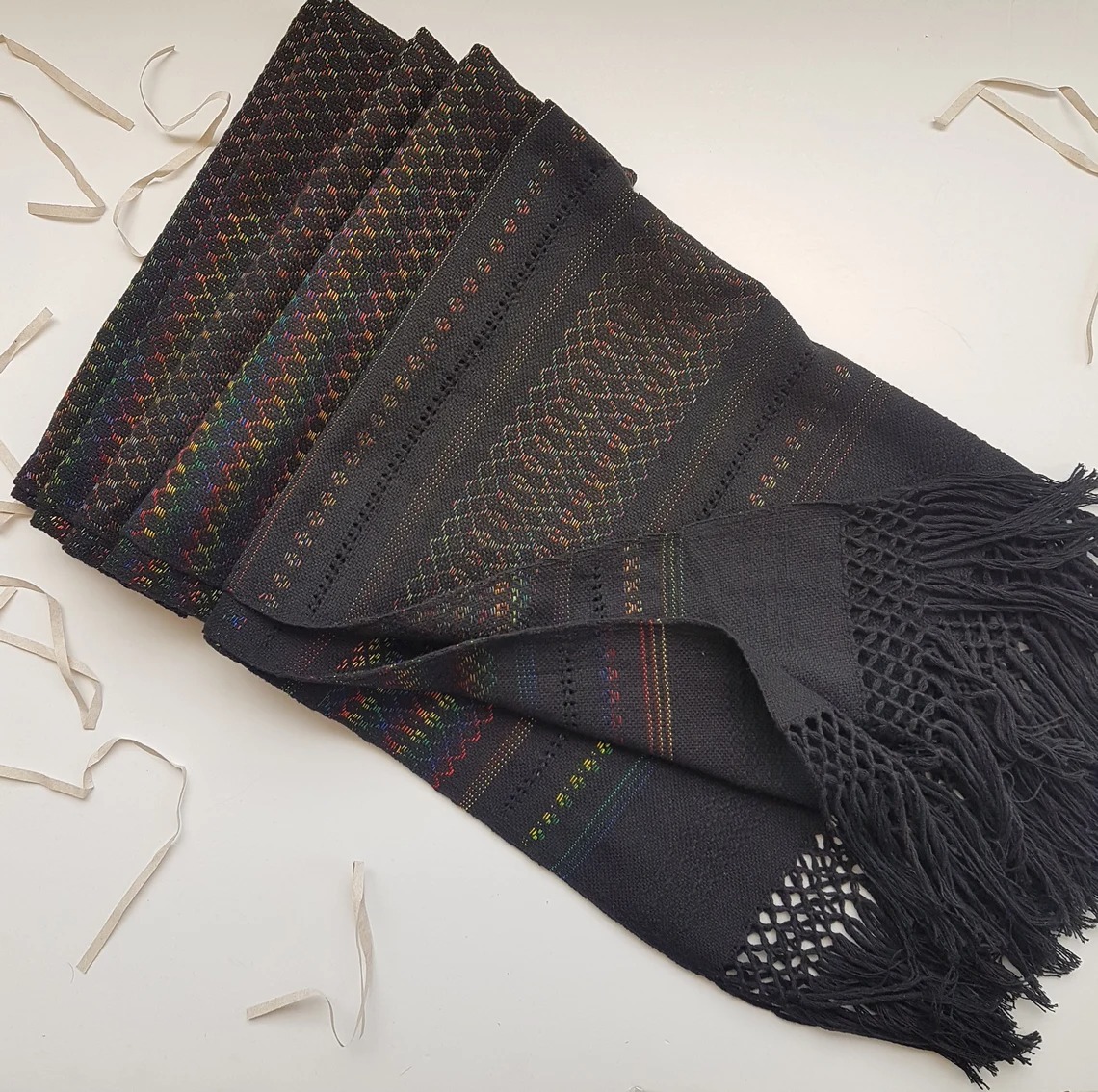Mexican rebozo de Oaxaca Black Rainbow 2,5m - iSatky.cz