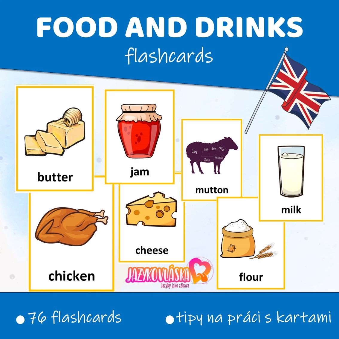 Food and drinks flashcards - sada karet | Jazykovlaska.cz