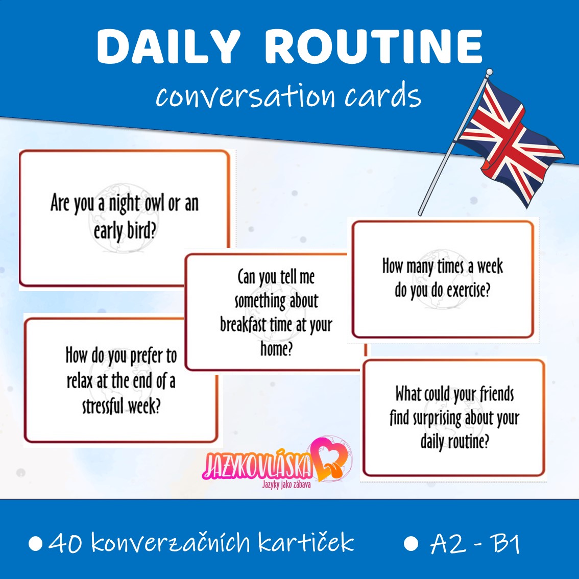 Daily routine conversation cards | Jazykovlaska.cz