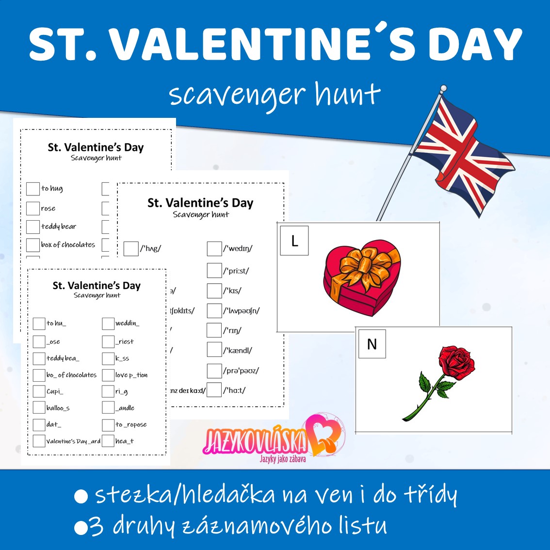 St. Valentine´s Day scavenger hunt | Jazykovlaska.cz