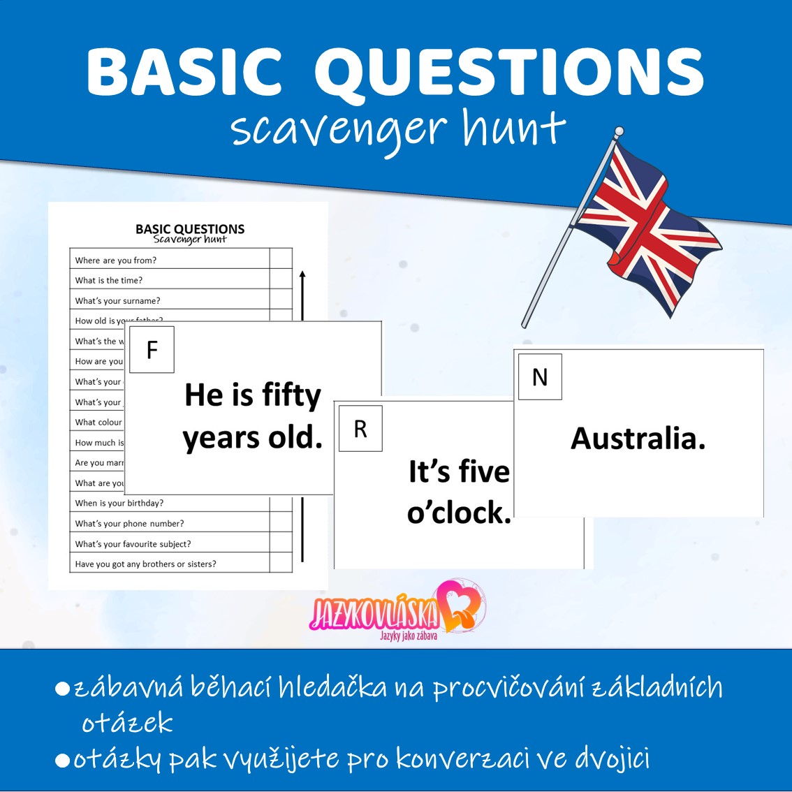 Basic questions scavenger hunt | Jazykovlaska.cz