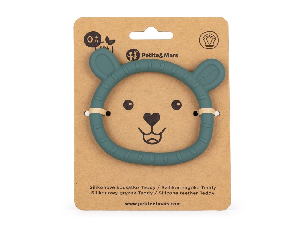 PETITE&MARS Kousátko silikonové Teddy Misty Green 0m+. PETITEMARS ...