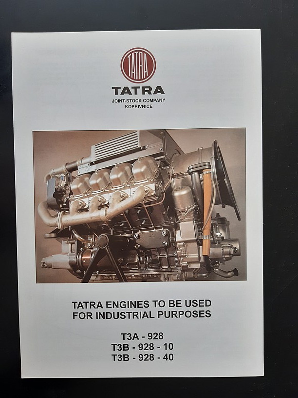 TATRA MOTORY T3A- 928 A T3B-928 - prospekt- A4 - ANGLICKY - 4 STRANY ...