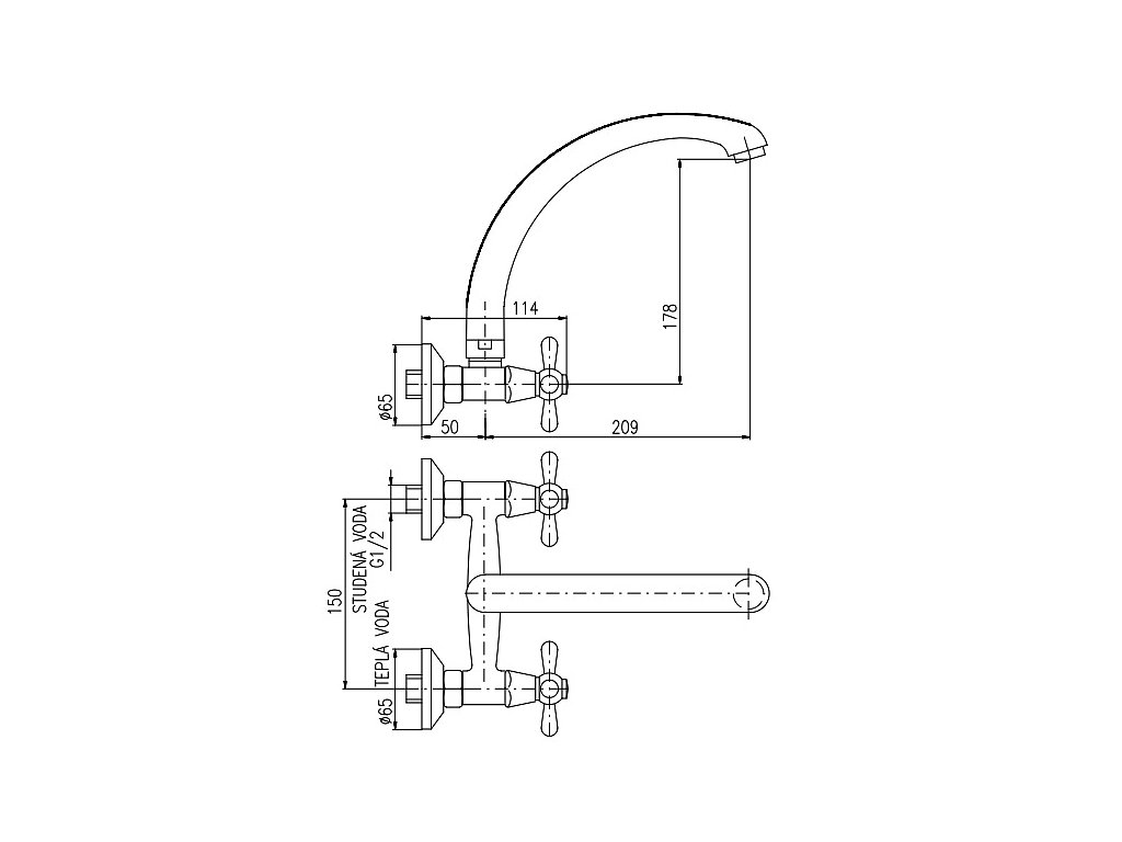 Slezák Rav MORAVA MK102.0/3 dřezová baterie ze zdi 100 mm (MK109.0) - Koupelny SEN