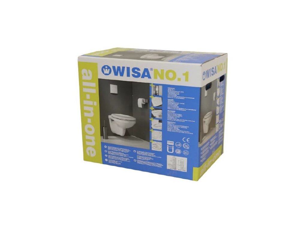 Wisa - Fix Set All In One White - splachovací nádržka, bílé tlačítko, závěsná wc mísa, izolace a ...