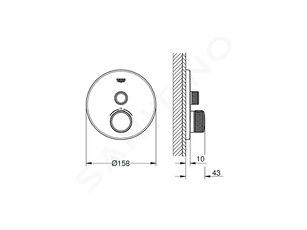 Grohe 29118GN0 - Termostatická sprchová baterie pod omítku s jedním ventilem, kartáčovaný Cool ...