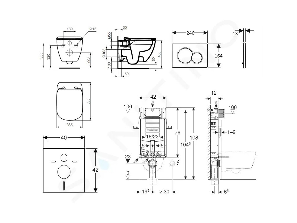 Geberit 110.302.00.5 NE3 - Set předstěnové instalace, klozetu a sedátka ...