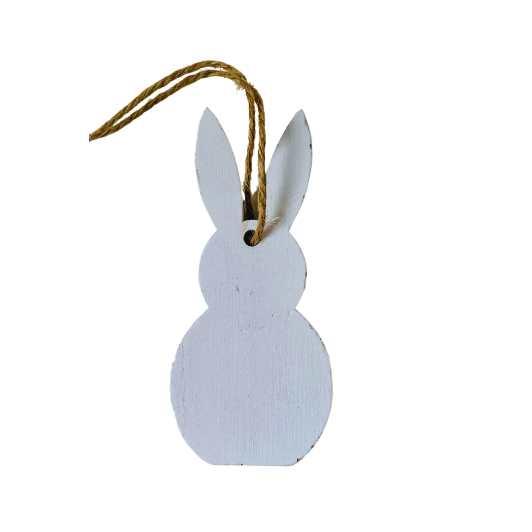 Zajíc závěs, dřevo 10 cm – bílá | Jarní dekorace | Kovo-deko.cz