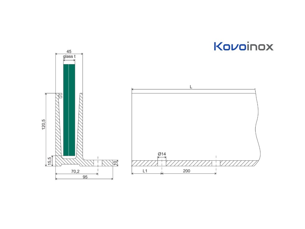 Hlinikový kotviaci profil pre sklo 12-22mm, dĺžka: 5000 mm, vrchné ... Hlinikový kotviaci profil pre sklo 12-22mm, dĺžka: 5000 mm, vrchné ...