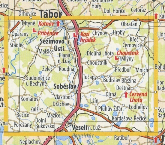 76 Táborsko jih a střední Lužnice - nástěnná turistická mapa 90 x 60 cm ...