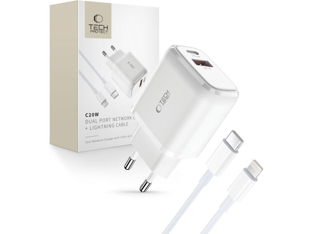 Nabíjecí Sada Tech Protect C20w 2 Port Network Charger Pd20w Qc3 0