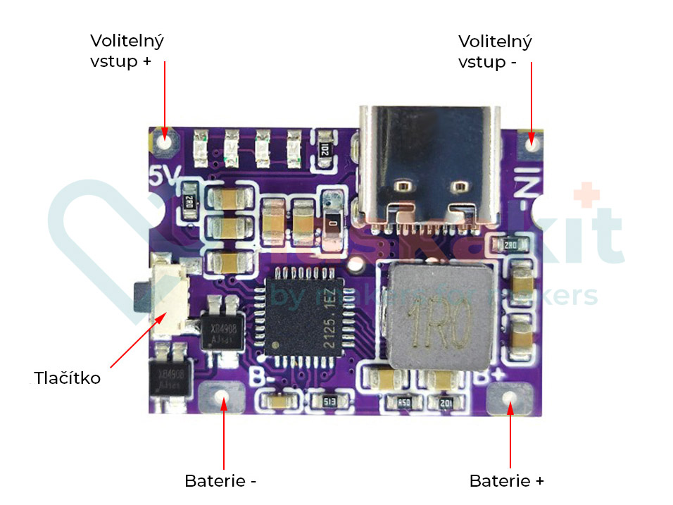 Charger + boost LX-LBC3.1 for USB Powerbank IP5310 5V 3.1A, USB-C | LaskaKit