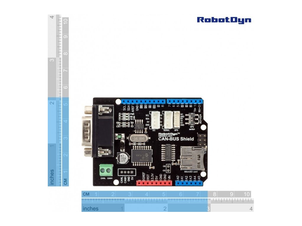 RobotDyn CAN-BUS Shield 16Mhz microSD, GPS konektor | LaskaKit