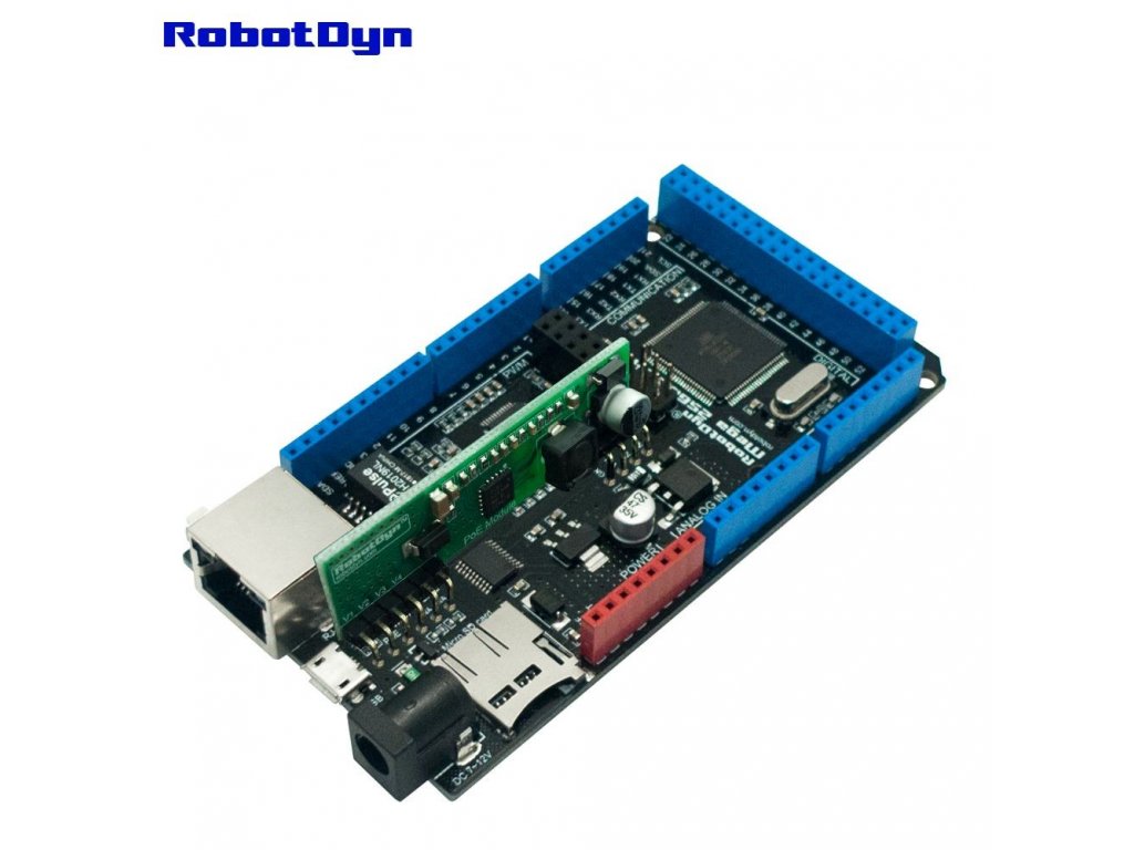 RobotDyn MEGA2560+W5500 ETH R3 Aktivní PoE Micro SD, Arduino kompatibilní | LaskaKit