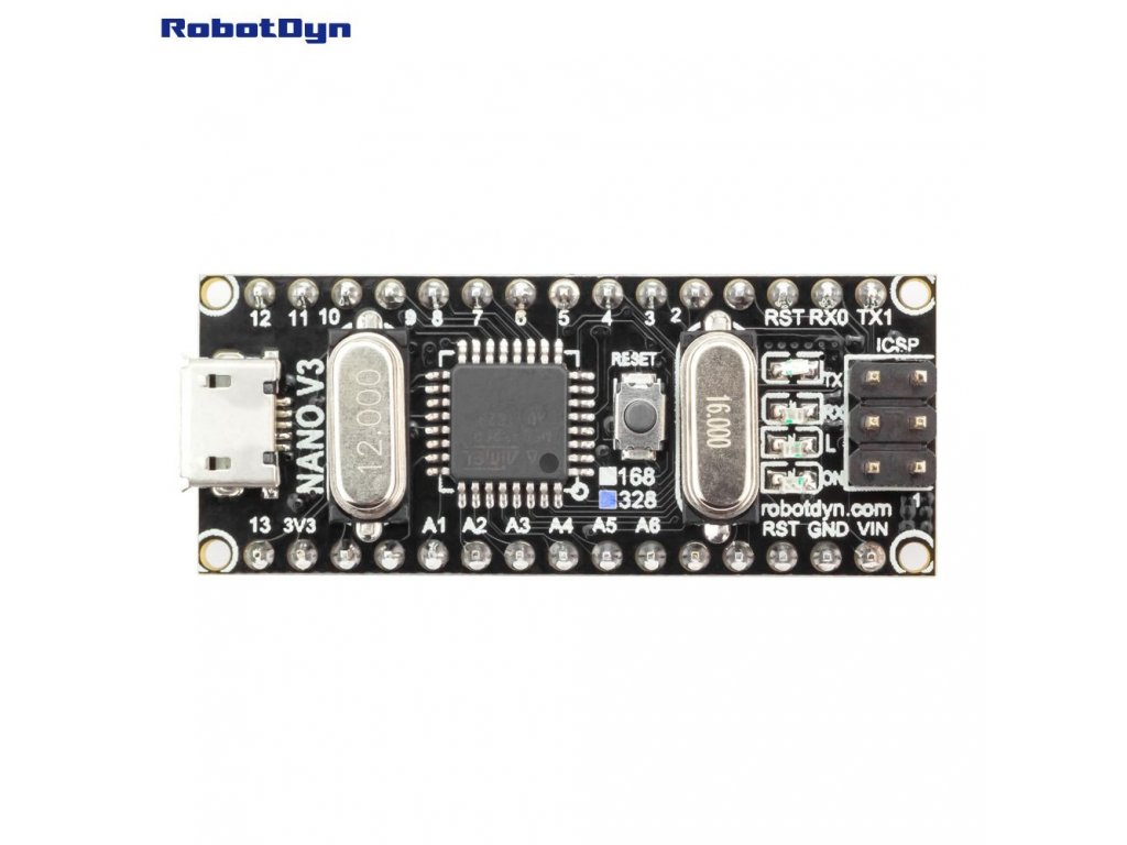 Robotdyn Arduino Nano V3, ATmega328P, Připájené piny | LaskaKit