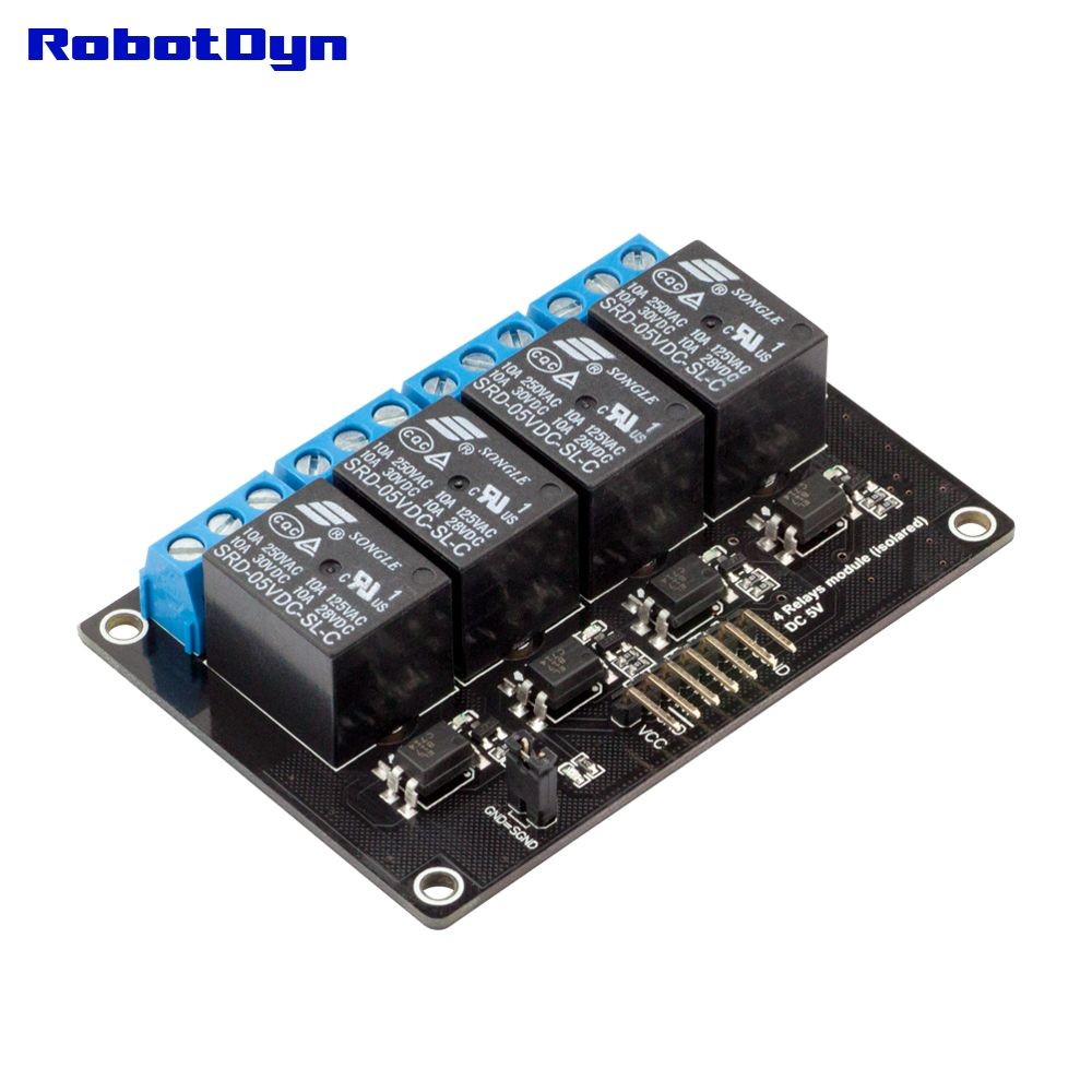 RobotDyn 4-channel relay module, High level, 250VAC 10A | LaskaKit