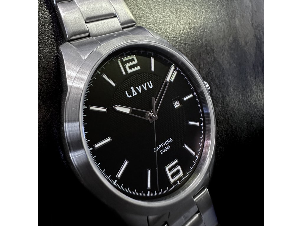 LAVVU 20 ATM Pánské hodinky se safírovým sklem DYKKER Black - LAVVU.CZ