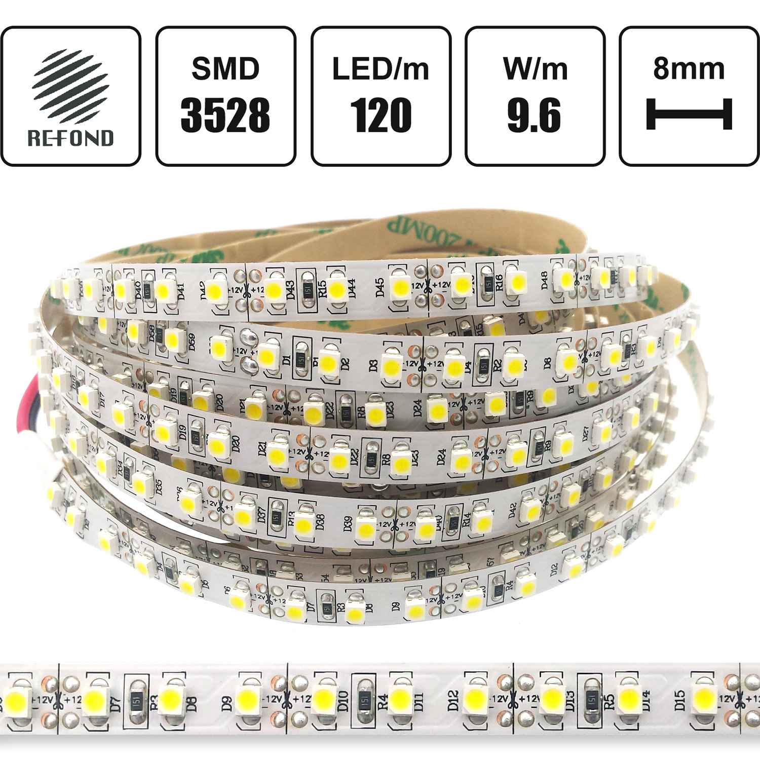 LED pásek 3528, 120LED/m ⇒ 68 Kč, LED pásky REFOND, RUNLITE, pro pravé ...